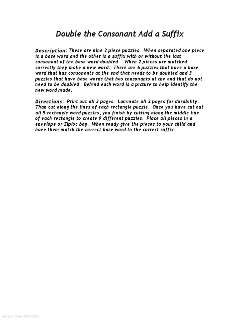 Double The Consonant Add A Suffix | PDF | Home & Garden