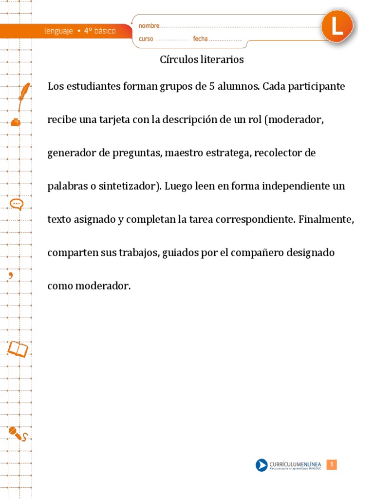 Plan de Círculo Literario | PDF | Lectura (proceso) | Sicología