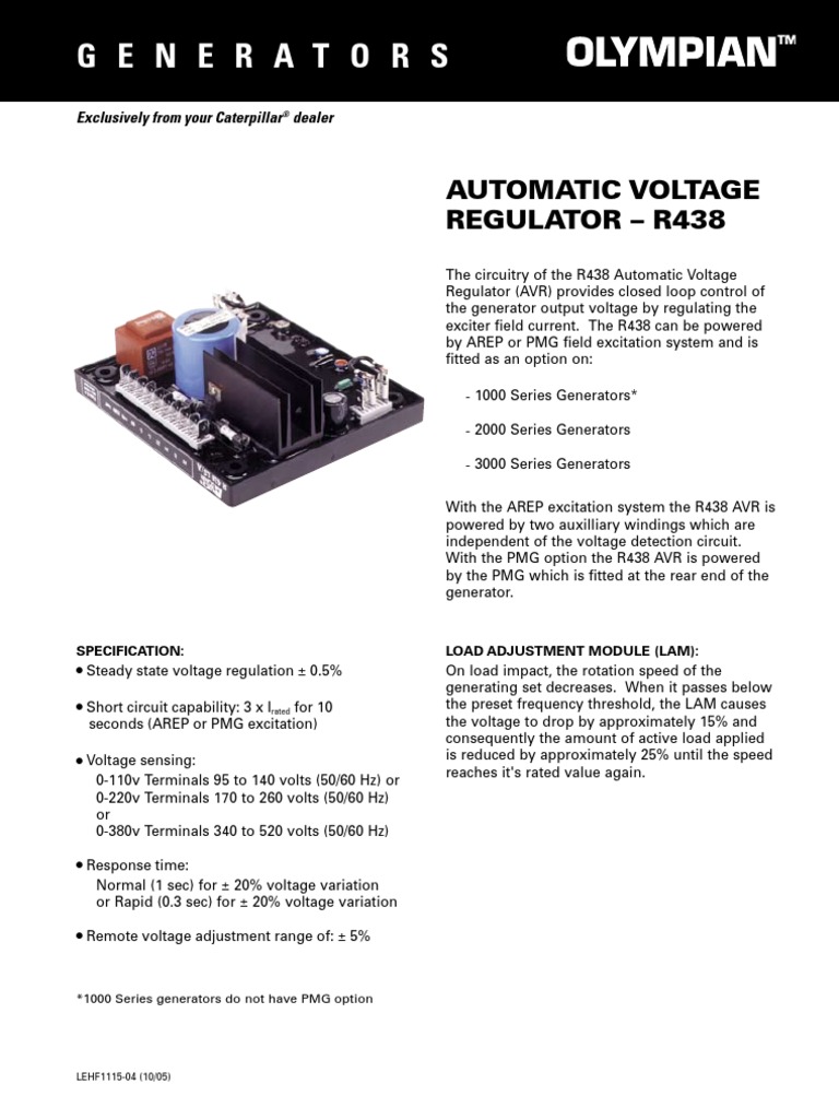 Automatic Voltage Regulator-R438 | PDF | Electric Generator ...