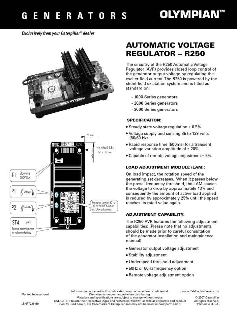 Automatic Voltage Regulator-R250 PDF | Download Free PDF | Electrical ...