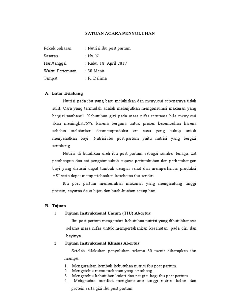 Sap Nutrisi Ibu Post Partum | PDF
