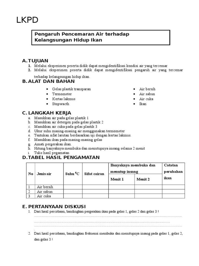 LKPD Pencemaran Air | PDF