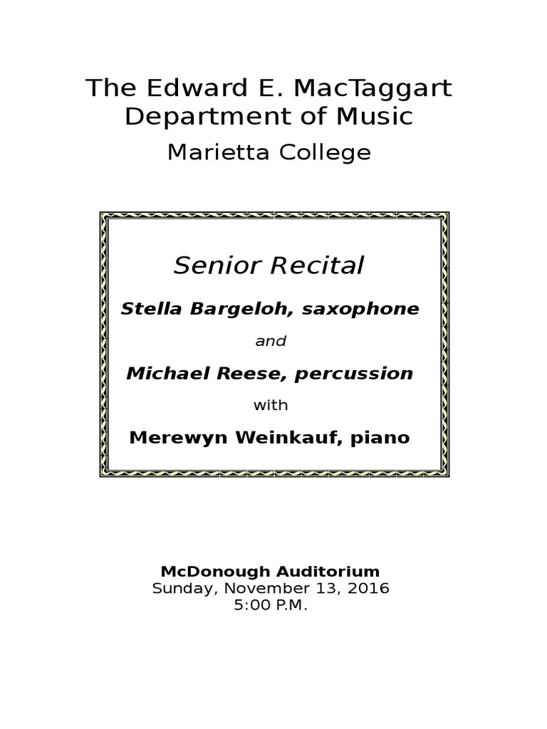 Senior Recital Program | PDF | Musical Compositions | Performing Arts