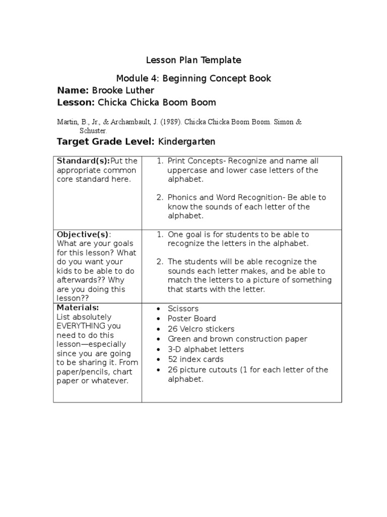 Chicka Chika Boom Boom Lesson Plan | PDF | Lesson Plan | Quality Of Life
