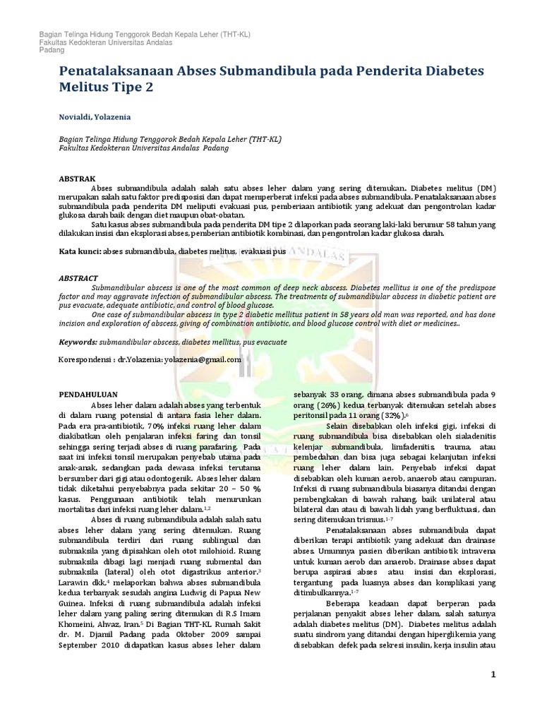 Penatalaksanaan Abses Submandibula DM | PDF