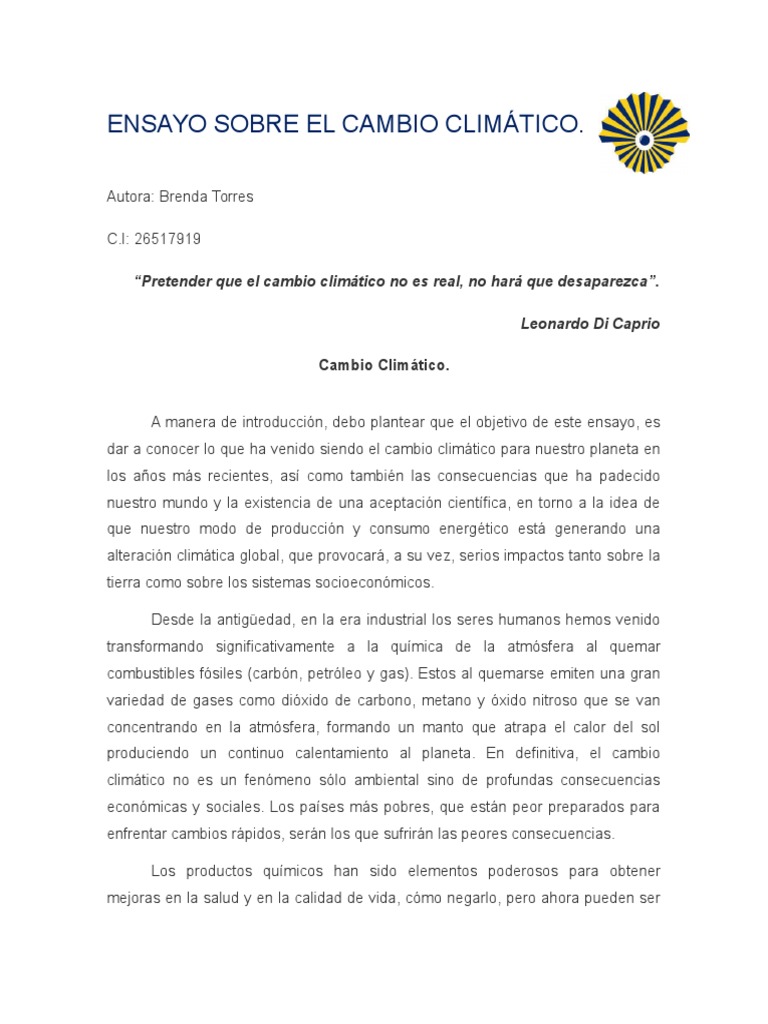 Ensayo Sobre El Cambio Climatico