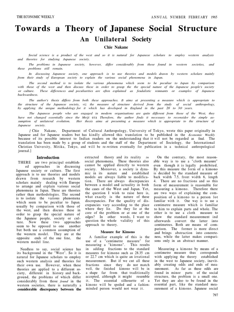 Japanese Social Structure Analysis | PDF | Social Science | Social Group