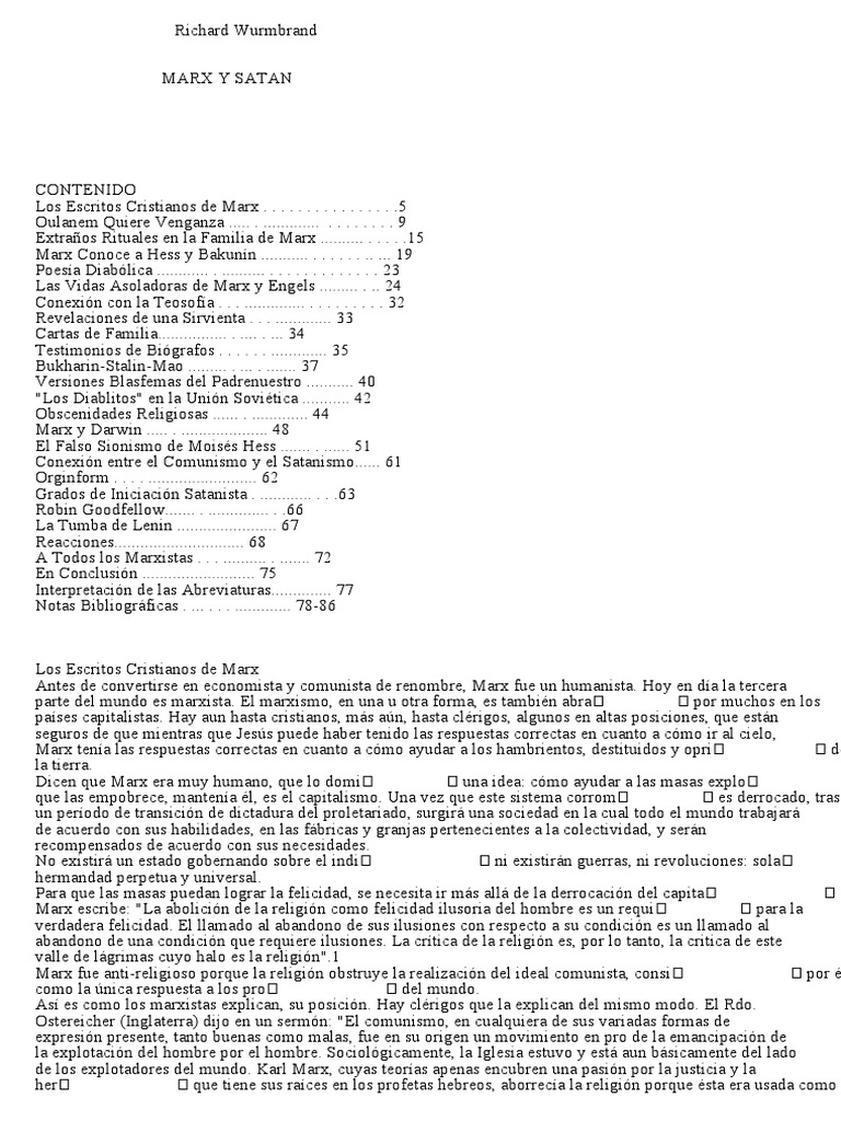 Wurmbrand, Richard. Marx y Satán.S/D | PDF | Karl Marx | Demonios