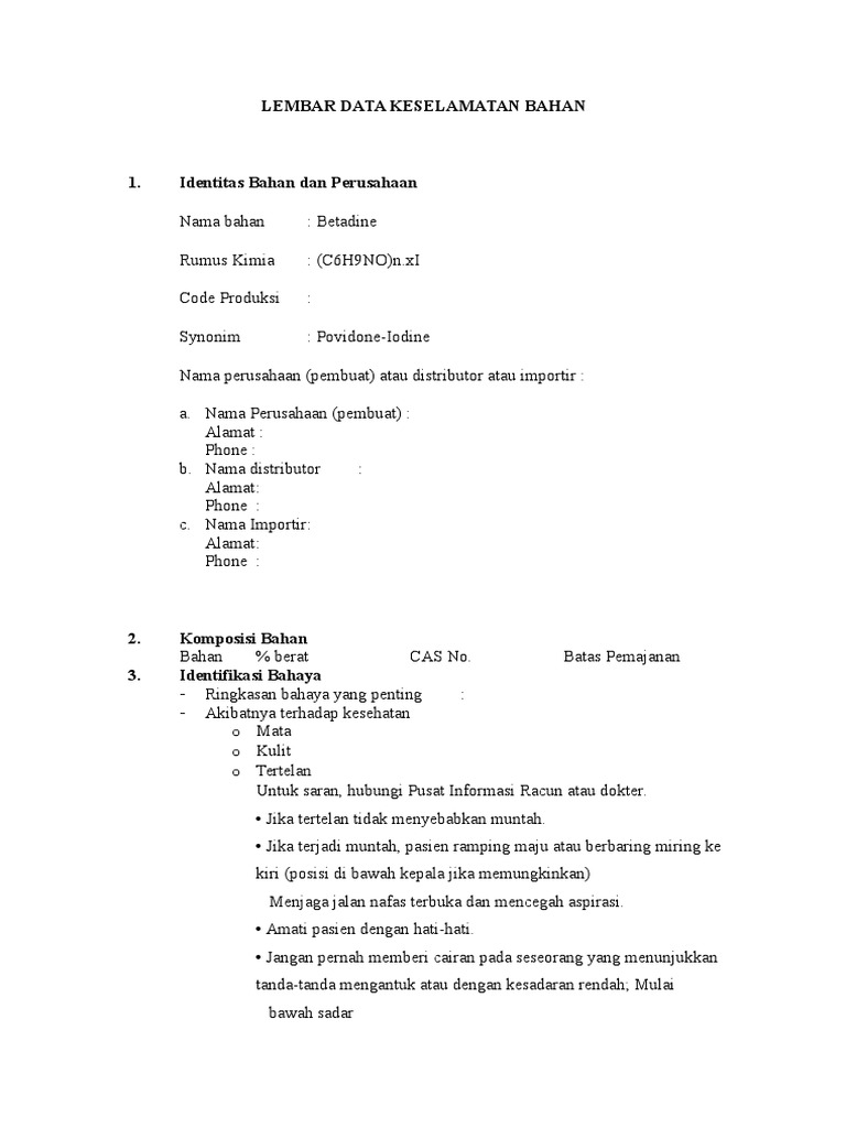 Msds Betadine Ya | PDF