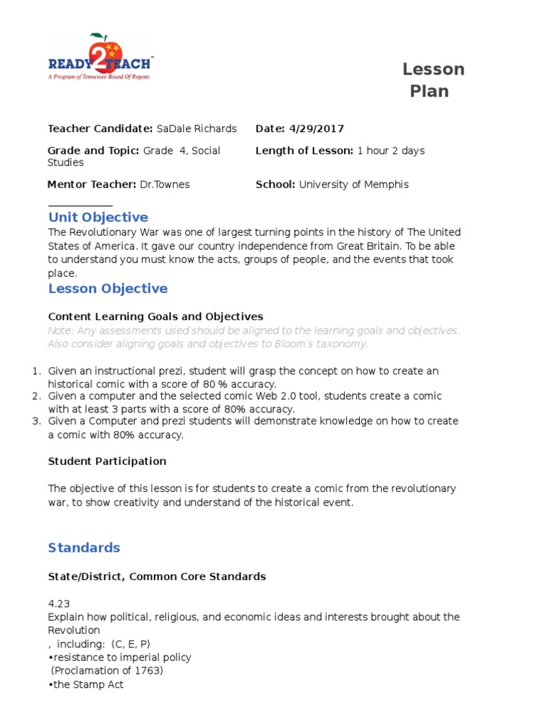 Lesson Plan: Unit Objective | PDF | Cognition | Learning