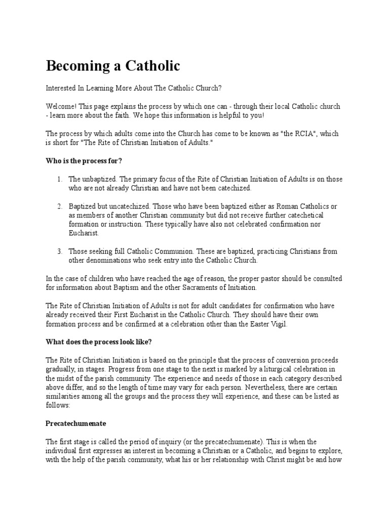 Becoming A Catholic | PDF | Catholic Theology And Doctrine | Christian ...