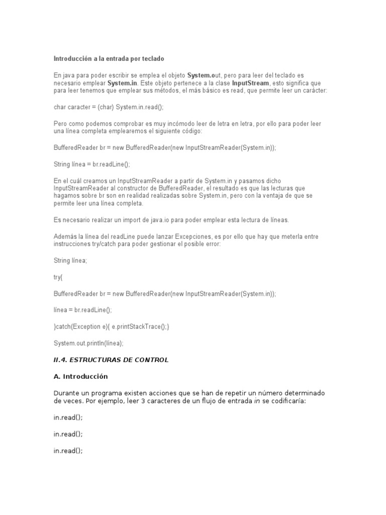 Introducción A La Entrada Por Teclado | PDF | Java (lenguaje de ...