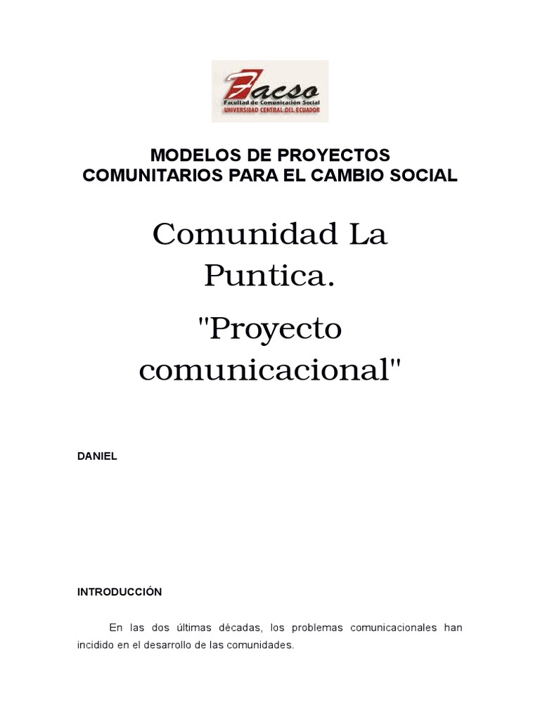 Modelos de Proyectos Comunitarios para El Cambio Social | PDF | Hugo ...