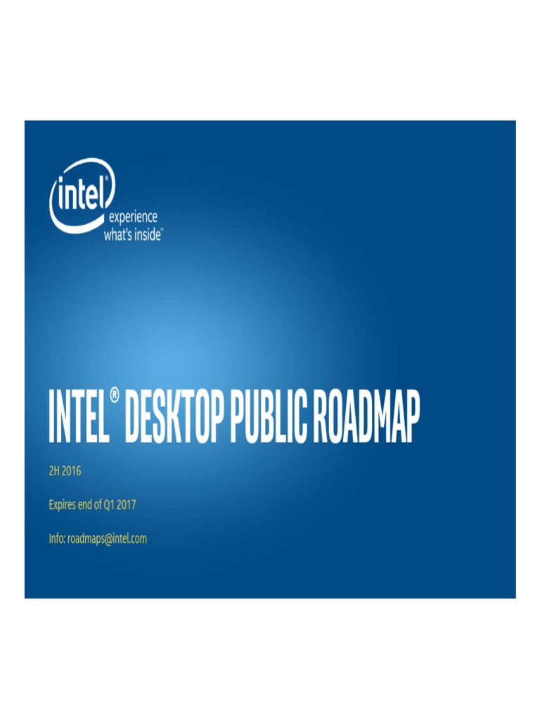 Intel Public Roadmap For Desktop, Mobile, Data Center PDF | PDF