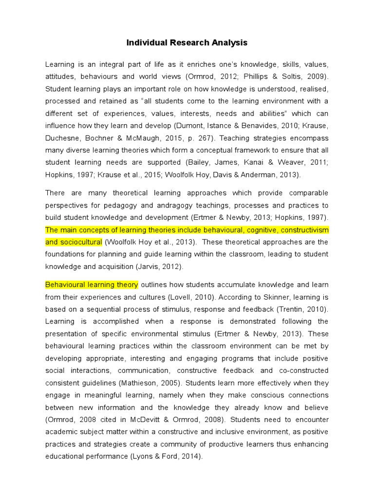At1 - Individual Research Analysis | PDF | Constructivism (Philosophy ...
