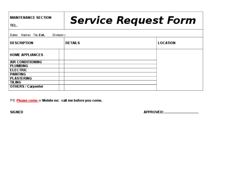 Service Request Form | PDF