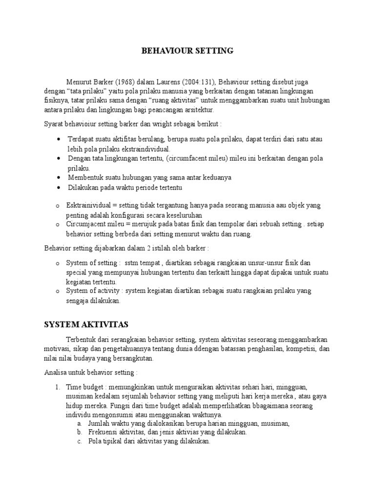Behaviour Setting | PDF