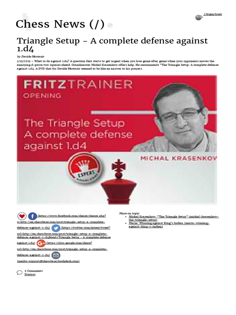 Triangle Setup - A Complete Defense Against 1.d4 - ChessBase | PDF ...