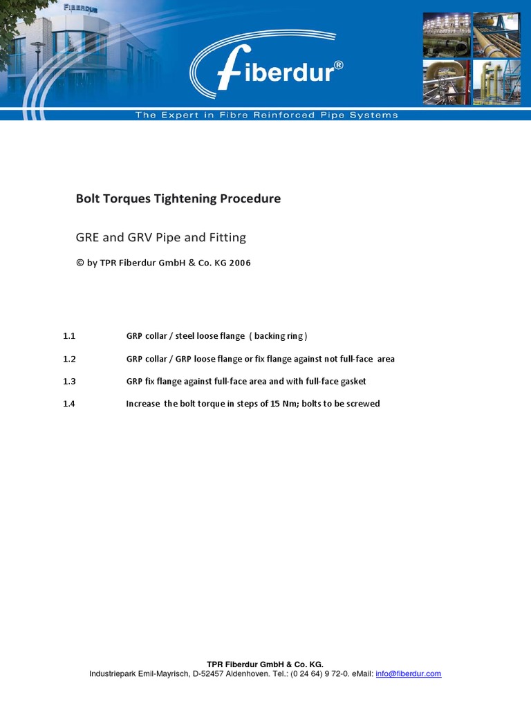 Bolt Torque For GRP PDF | PDF