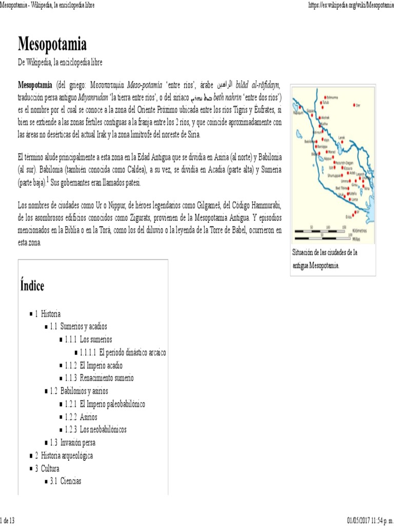 Mesopotamia - Wikipedia, la enciclopedia libre.pdf | Mesopotamia | Sumeria