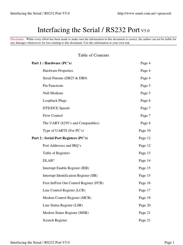 Interfacing The PC Serial Port RS232 | PDF | Computer Networking | Data