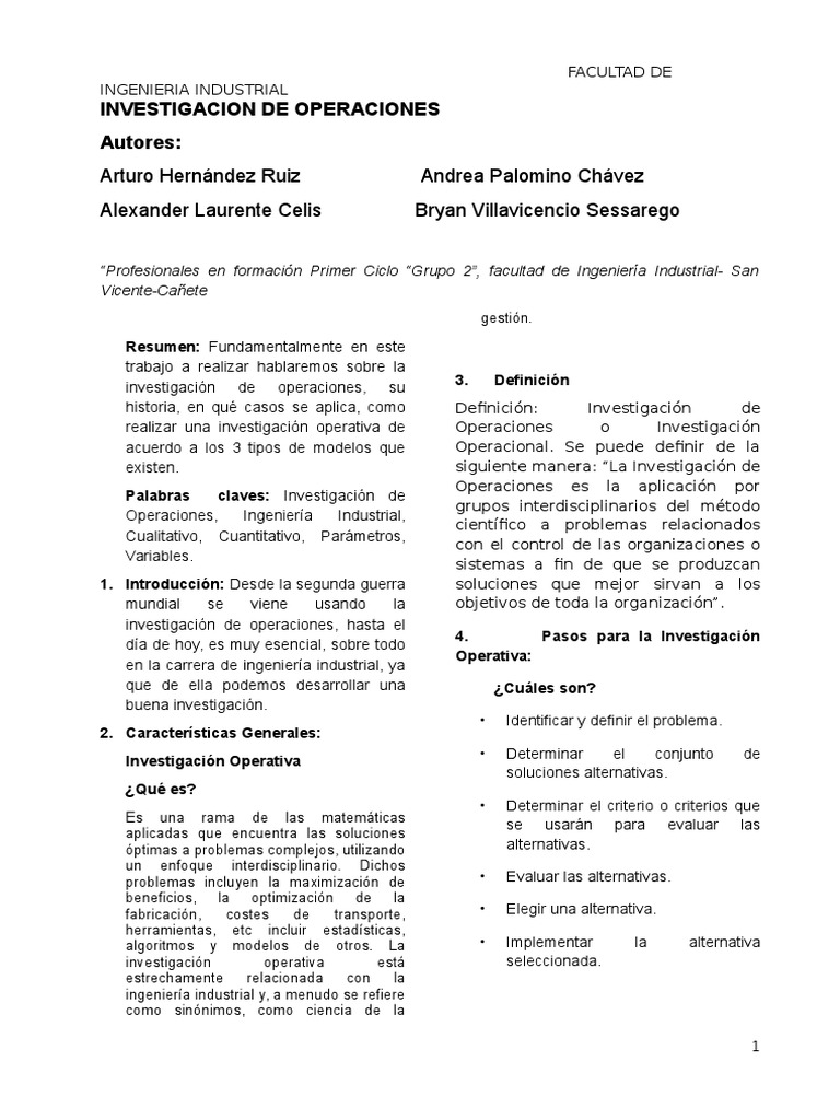 Paper Investigacion Operativa | PDF | La investigación de operaciones ...