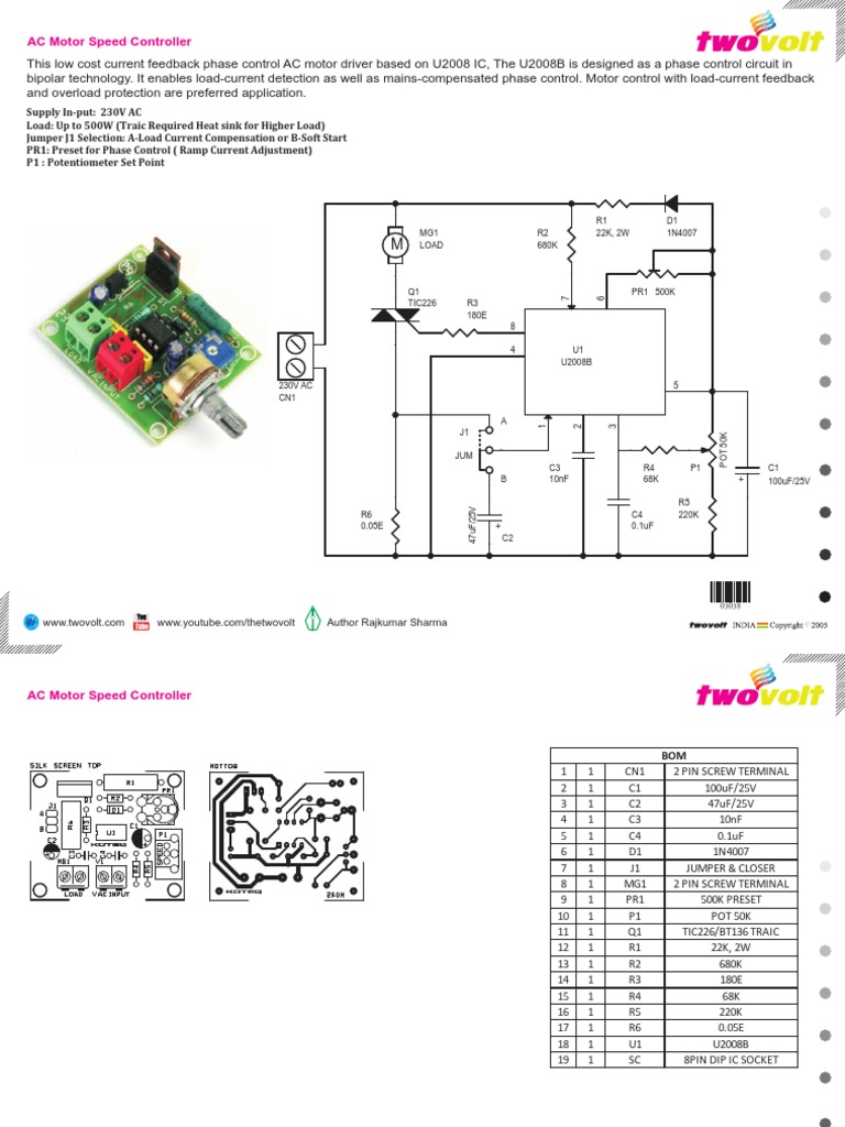AC Motor Speed Controller U2008B | PDF | Electrical Engineering ...