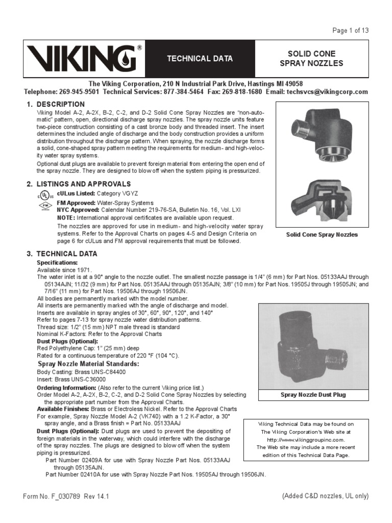 Viking Solid Cone Spray Nozzles Guide | PDF | Corrosion | Nature