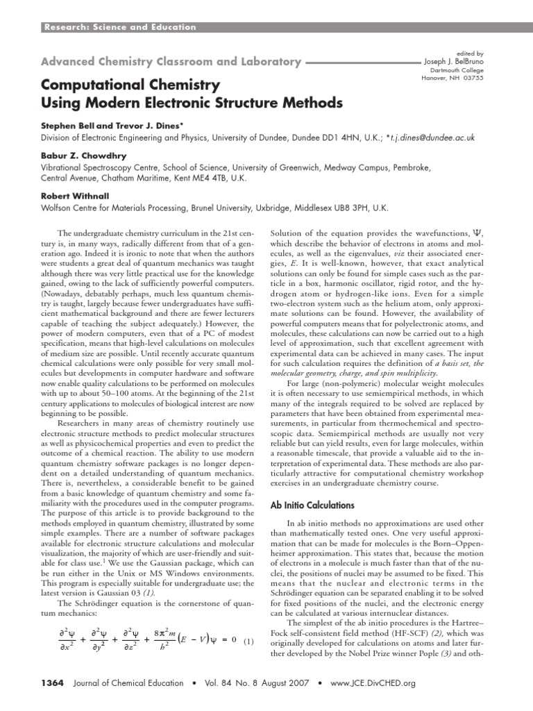 Computational Chemistry Using Modern Electronic Structure Method PDF | PDF | Density Functional ...