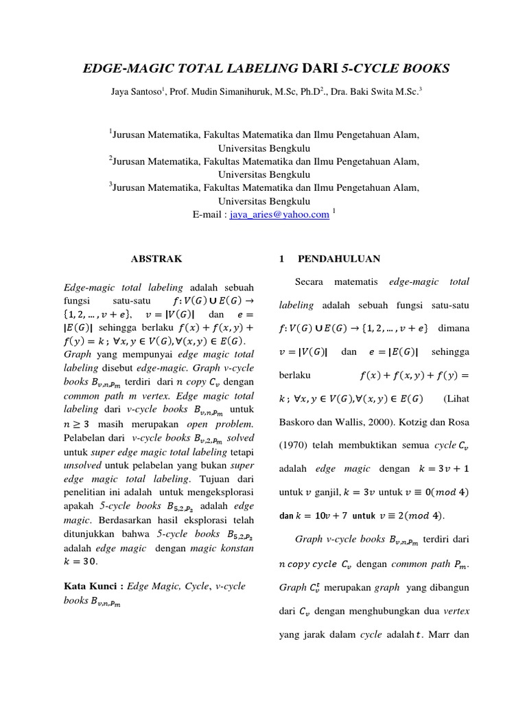 Edge Magic Total Labeling Cycle Books | PDF