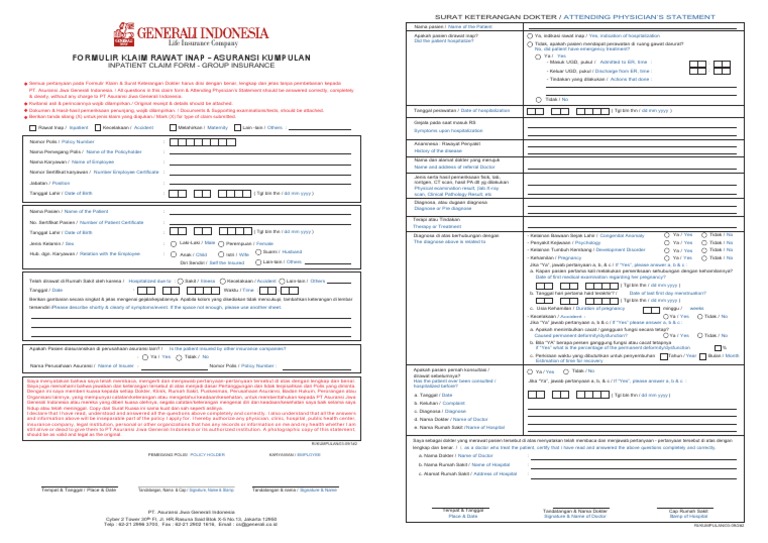 Generali Group Inpatient Claim Form | PDF