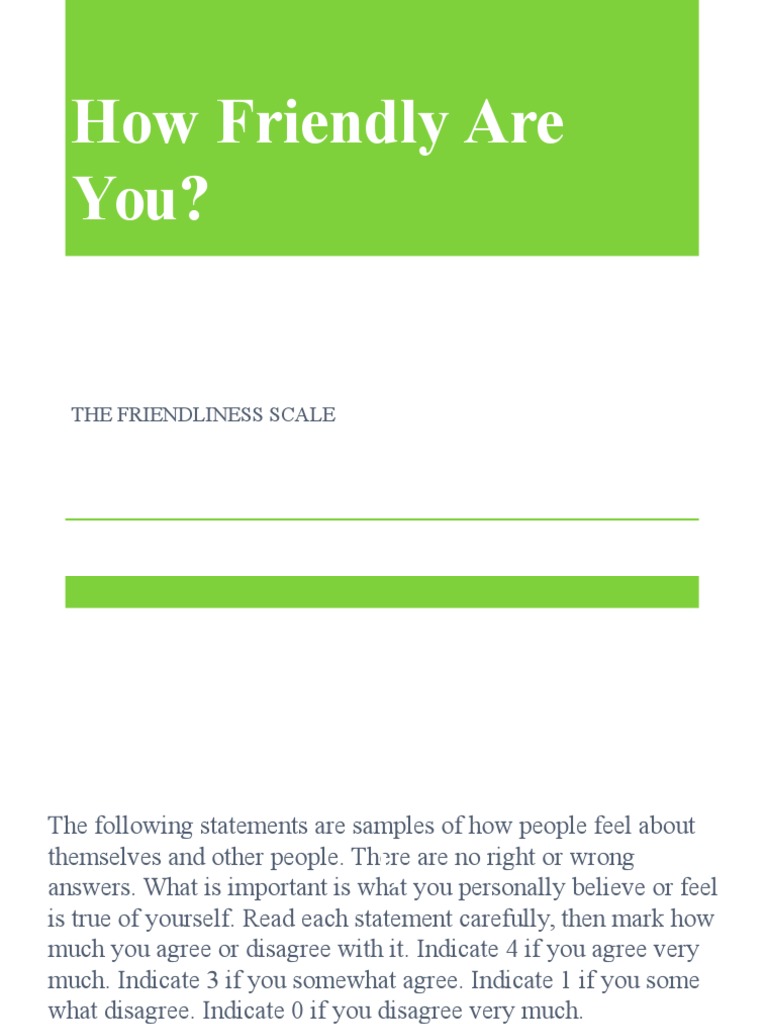 Assessing Friendliness: Analyzing Responses to Statements about ...