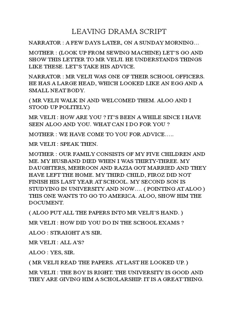 Leaving Drama Script | PDF