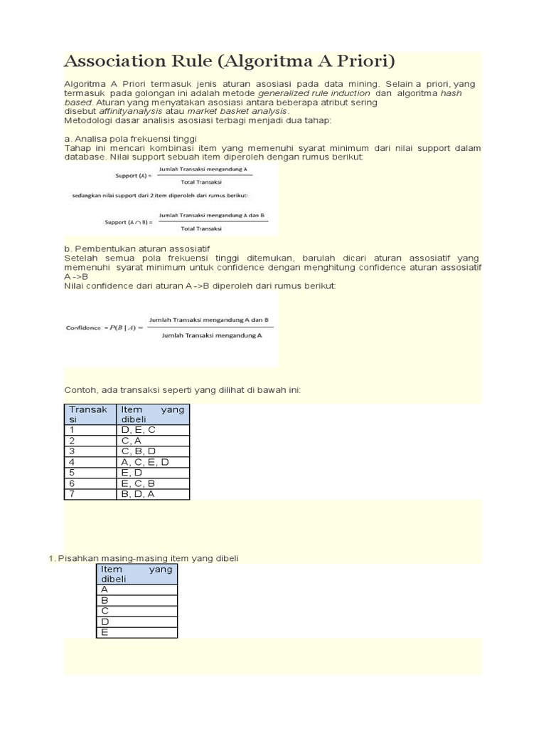Cara Perhitungan Manual Algoritma Apriori | PDF Cara Perhitungan Manual Algoritma Apriori | PDF