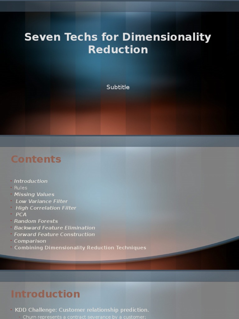 KNIME - Seven Techs For Dimensionality Reduction | PDF | Principal ...