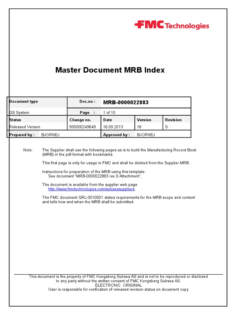 Master Document MRB Index Rev S | PDF | Computing | Business