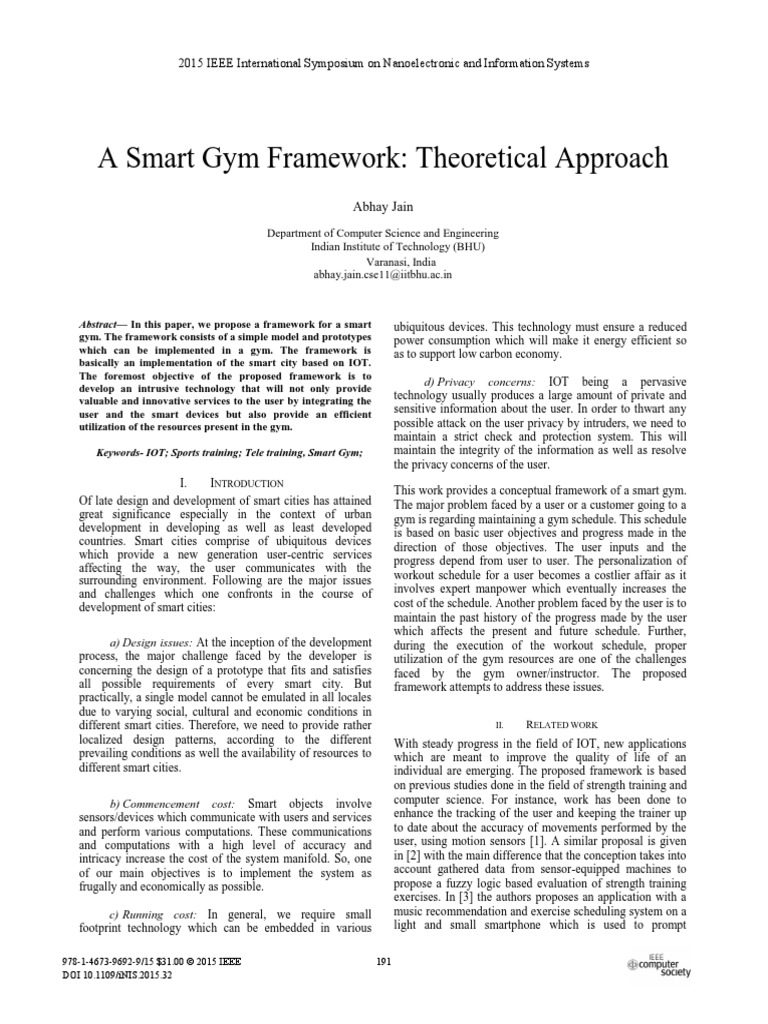 A Smart Gym Framework: Theoretical Approach | PDF | Internet Of Things ...