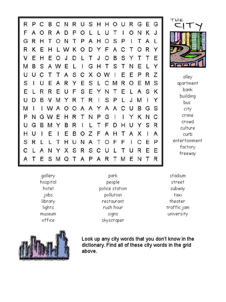 City Wordsearch | PDF | Transport | Road Transport