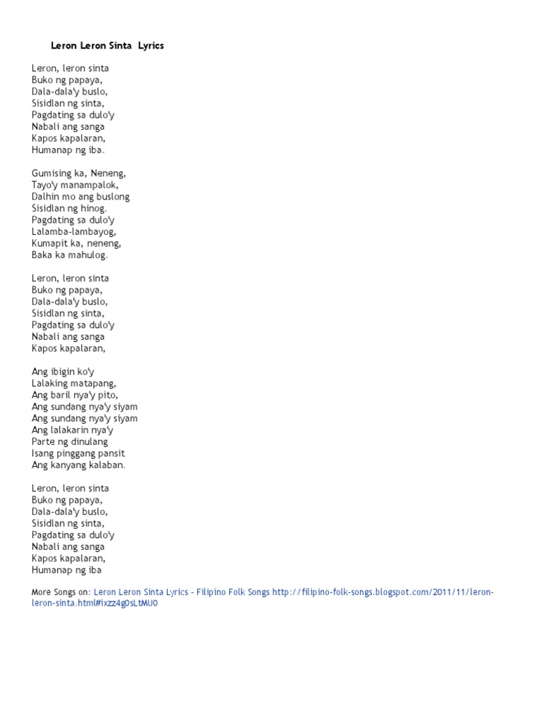Leron Leron Sinta | PDF