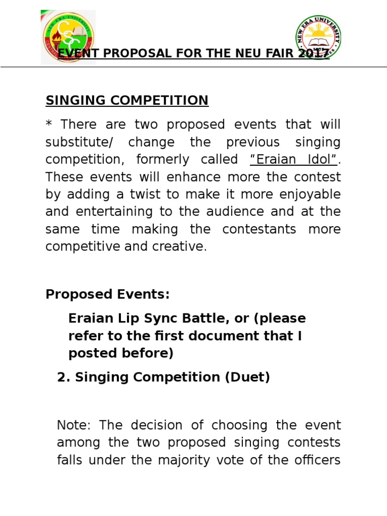 2nd Event Proposal - Let - S Duet - Singing Competition | PDF | Singing ...