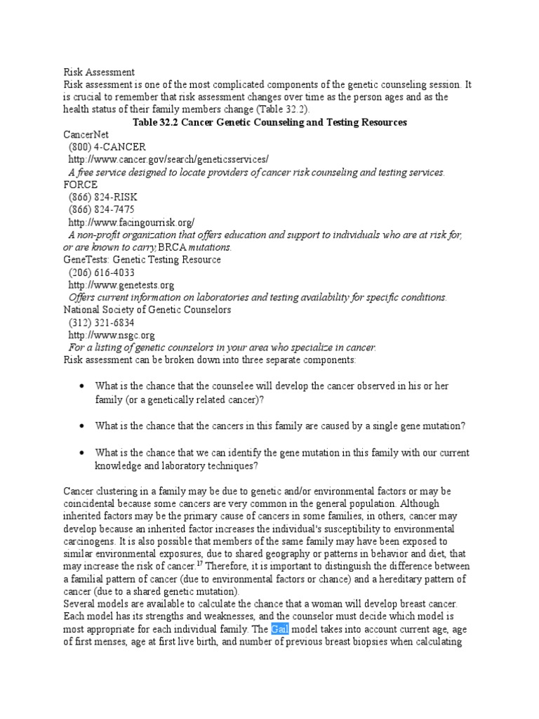 Table 32.2 Cancer Genetic Counseling and Testing Resources: or Are ...