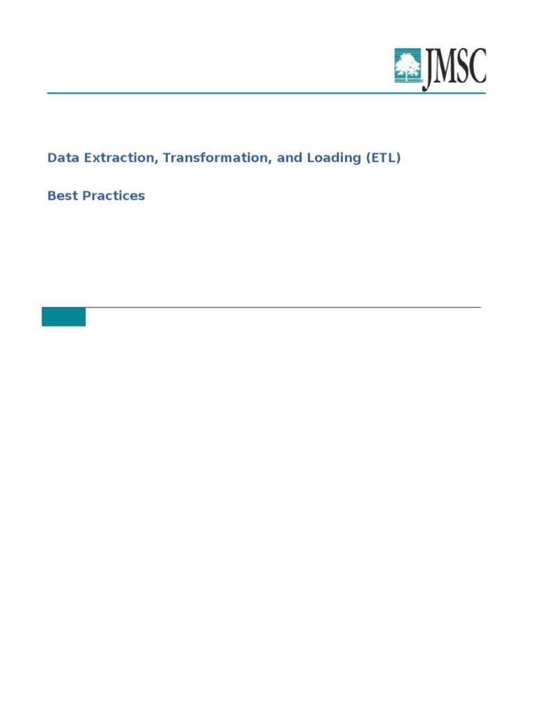 ETL Best Practices 1.3 | PDF | Data Quality | Databases ETL Best Practices 1.3 | PDF | Data Quality | Databases