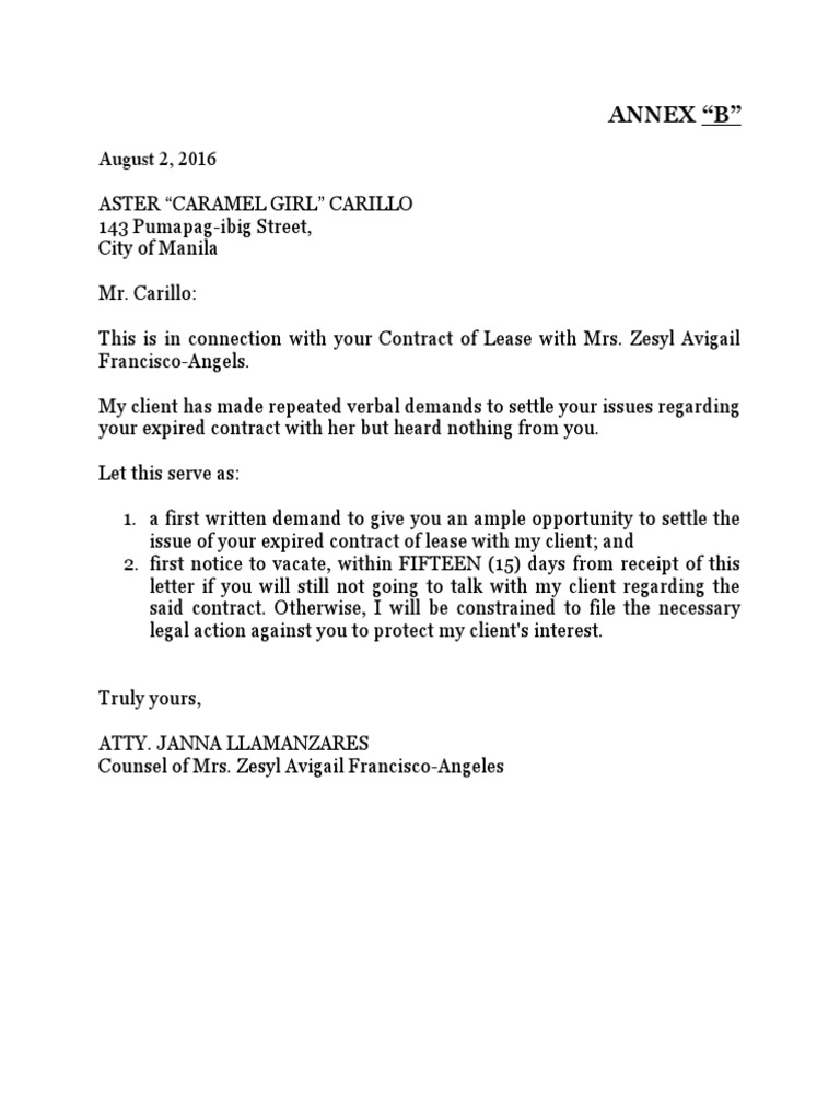 Demand Letter | PDF | Lease | Property Law