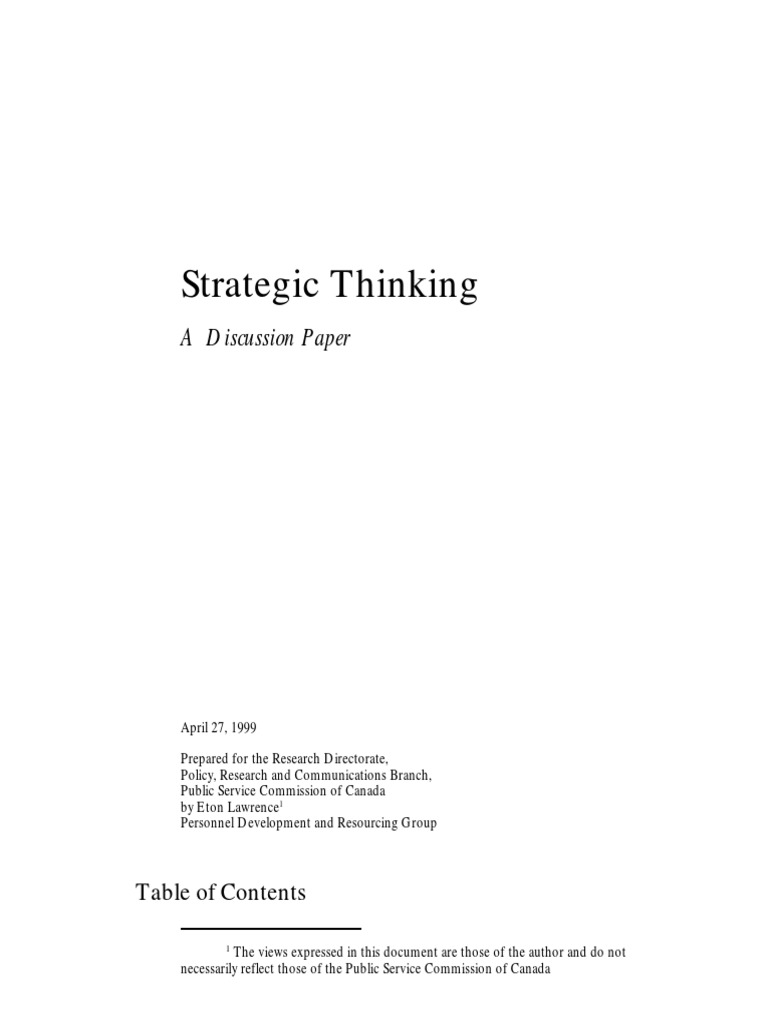 STRATEGIC THINKING.pdf | Strategic Thinking | Strategic Planning