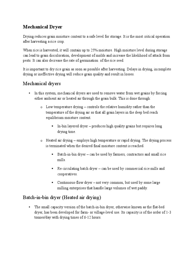 Optimizing Rice Drying: A Comparison of Mechanical Drying Methods for ...