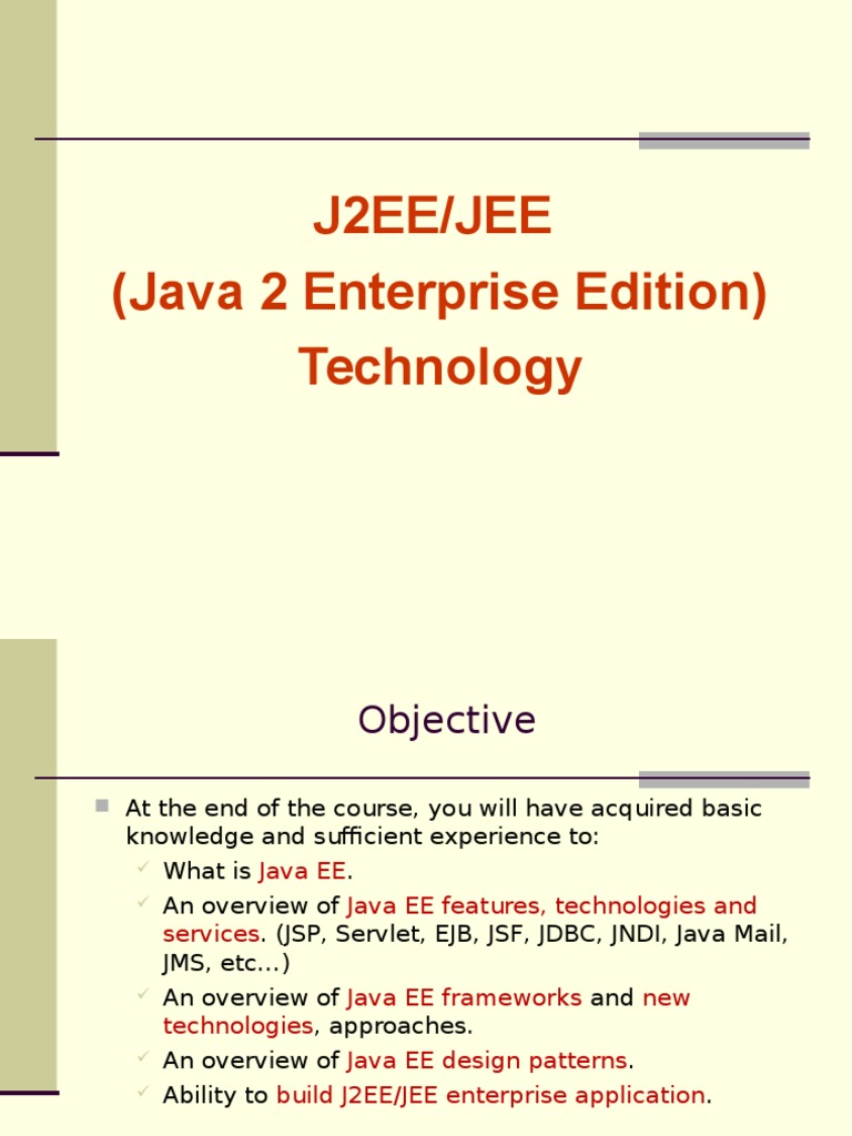 J2Ee/Jee (Java 2 Enterprise Edition) Technology | PDF | Enterprise Java Beans | Java Platform
