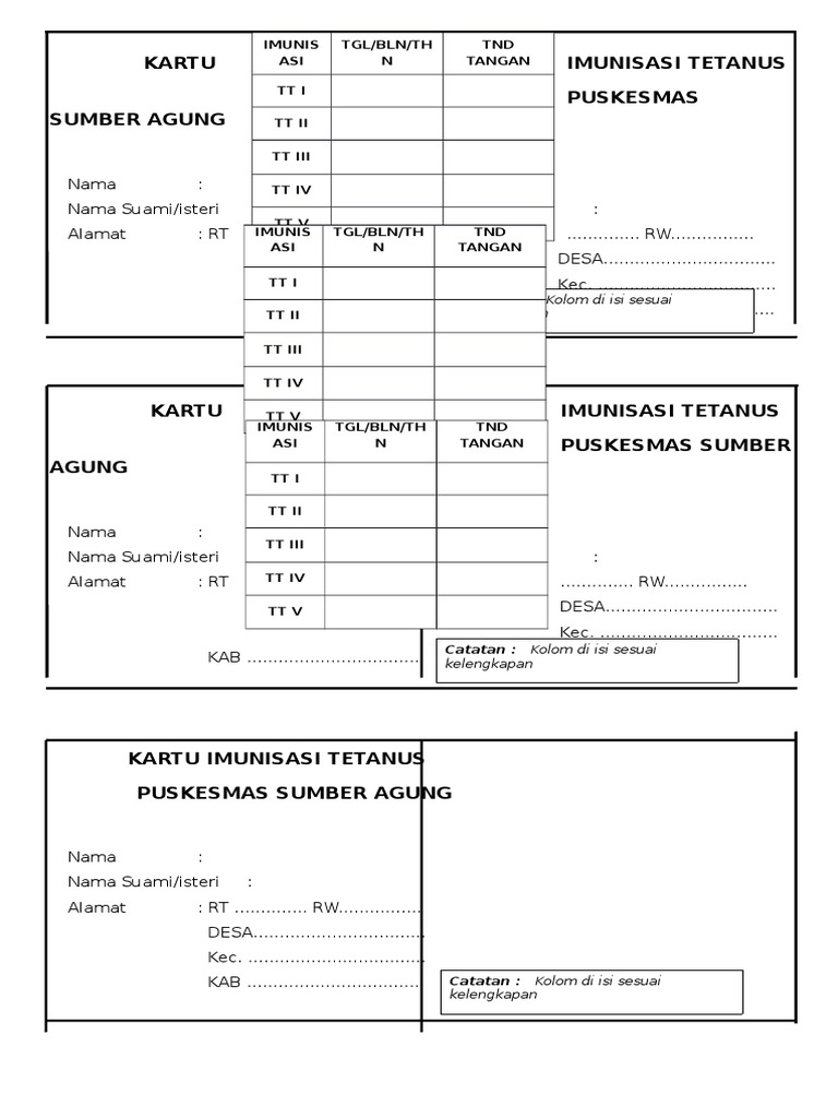 Kartu Imunisasi | PDF