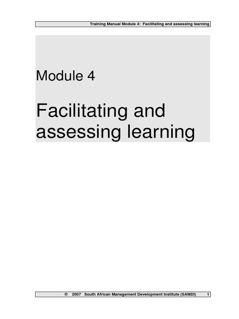 Module 4 Facilitating and Assessing Learning PDF | PDF | Facilitator | Constructivism ...