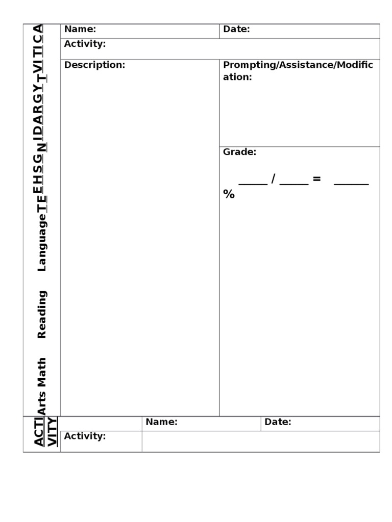 Activity Grading Sheet | PDF