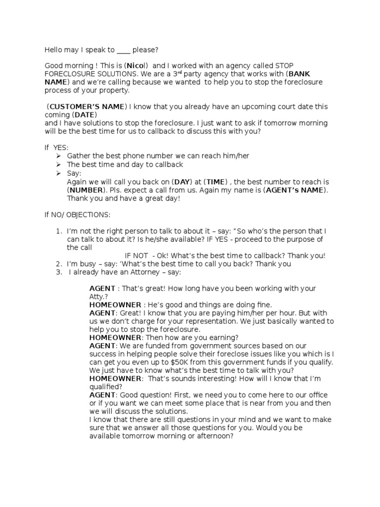 Script CALL CENTEr | PDF